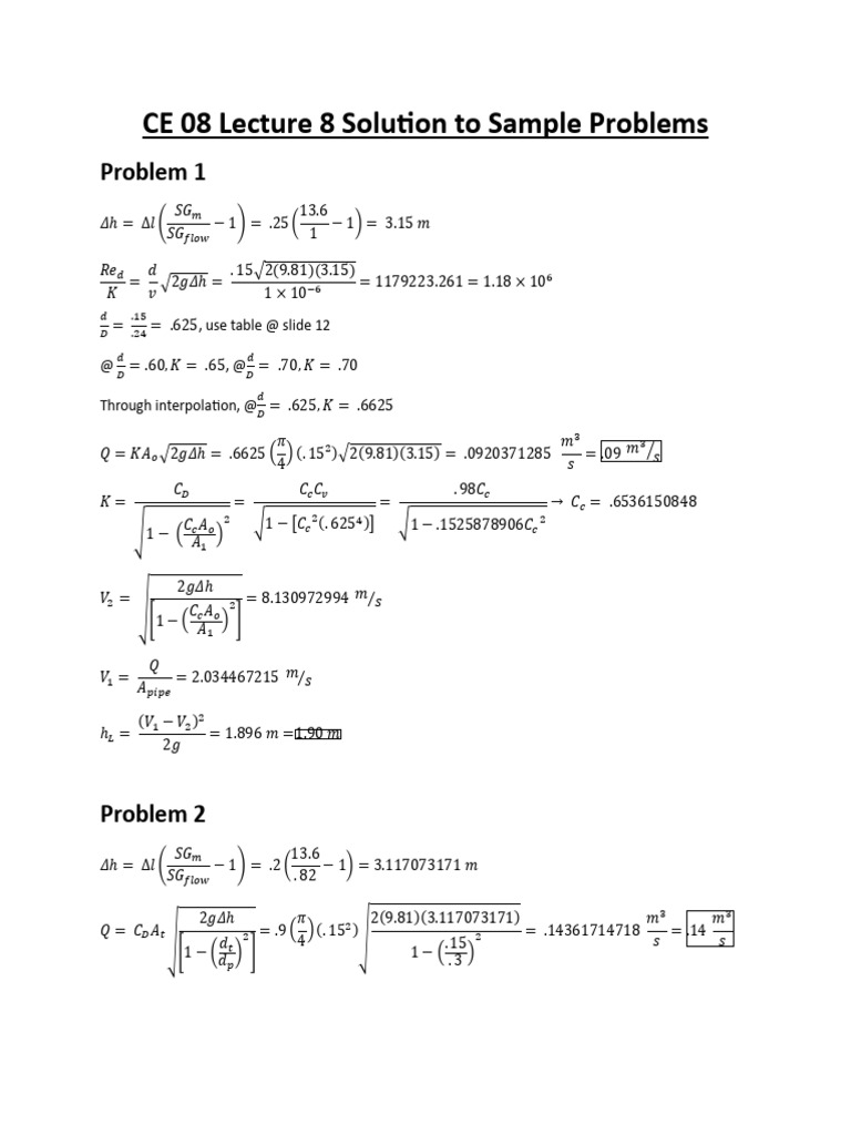 CE 08 Lecture 8 Solution To Sample Problems | PDF
