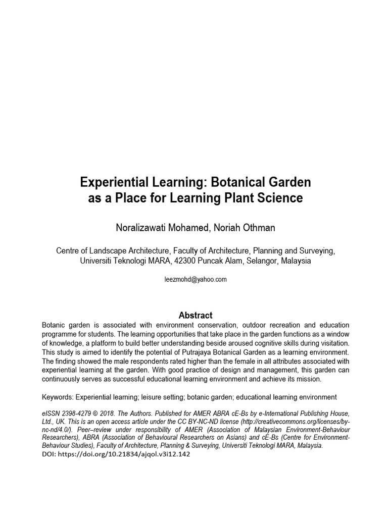Experiential Learning in Botanical Gardens | PDF | Learning | Landscape
