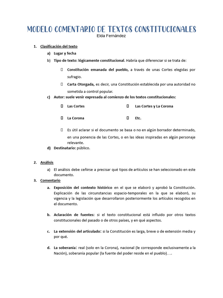 Modelo Comentario Consituciones Pdf Constitución Cortes Generales