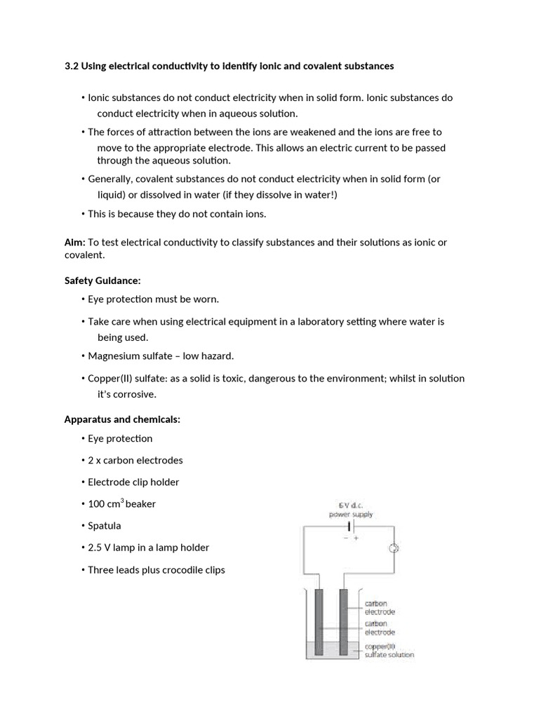 3.2 Using Electrical Conductivity To Identify Ionic and Covalent ...
