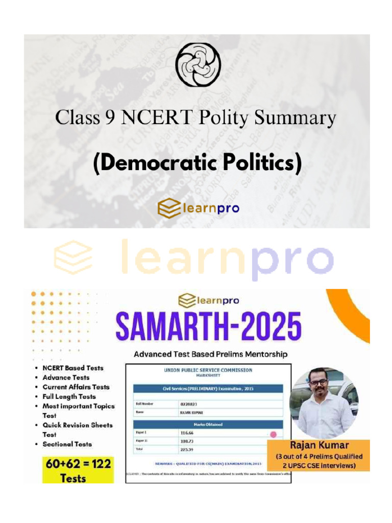 Summary Class 9 NCERT Polity (Democartic Politics) | PDF | Elections ...