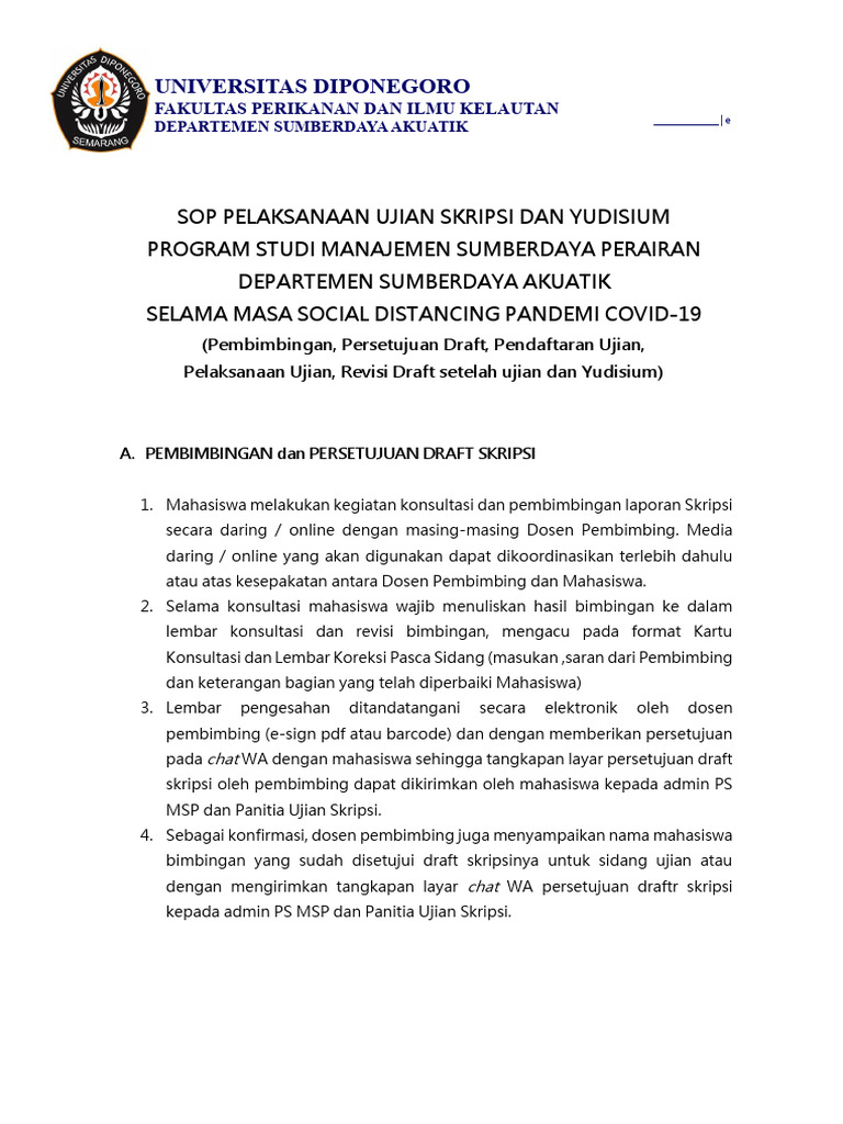 Sop Pelaksanaan Ujian Skripsi Dan Yudisium | PDF