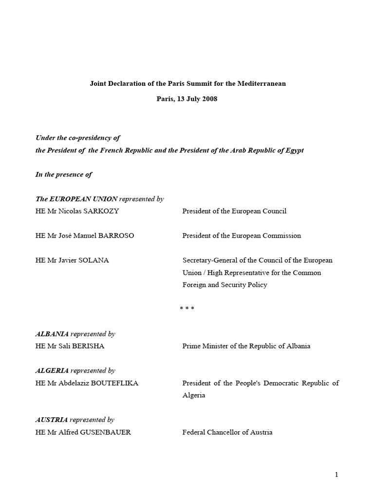 Ufm Paris Declaration1 | PDF