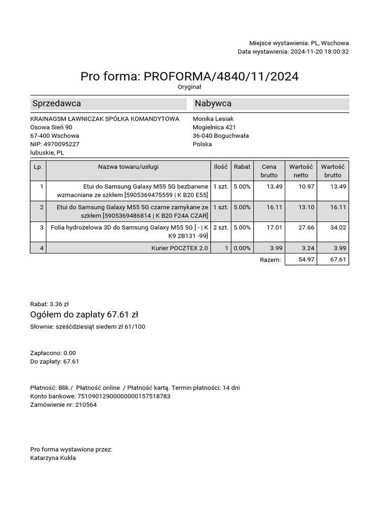 Proforma 4840 11 2024 | PDF