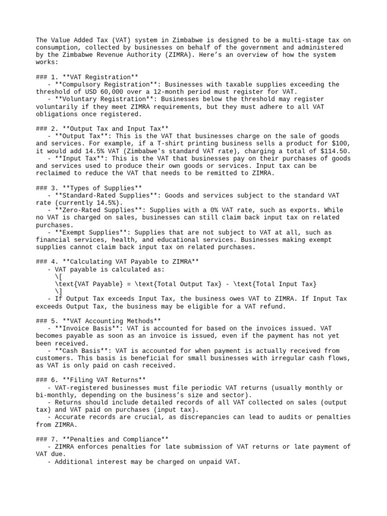 Vat Summary Pdf Value Added Tax Taxes