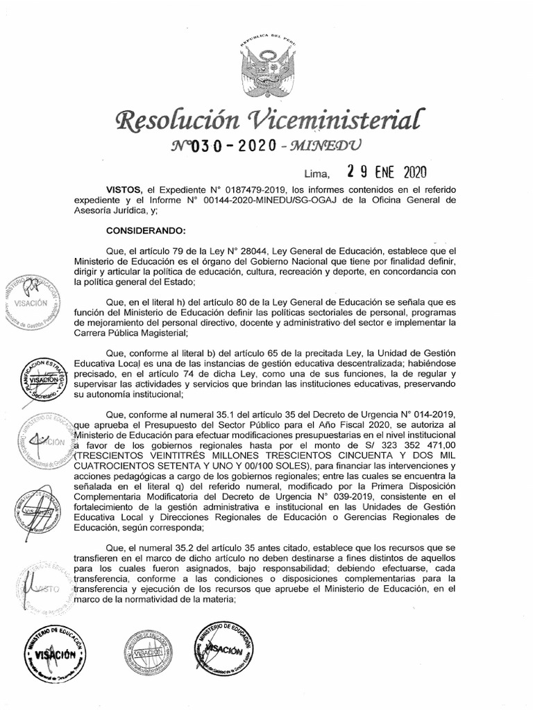 RVM N 030-2020-Minedu | PDF