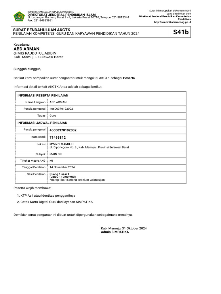 Kartu AKG Arman | PDF