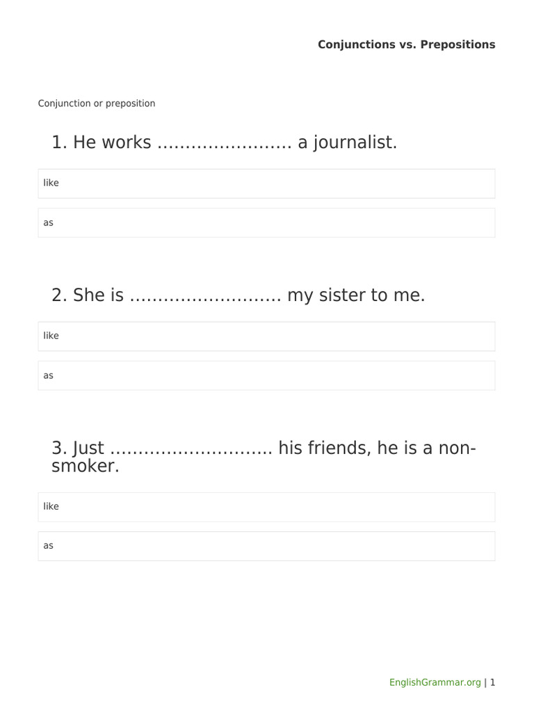 Conjunctions vs. Prepositions | PDF