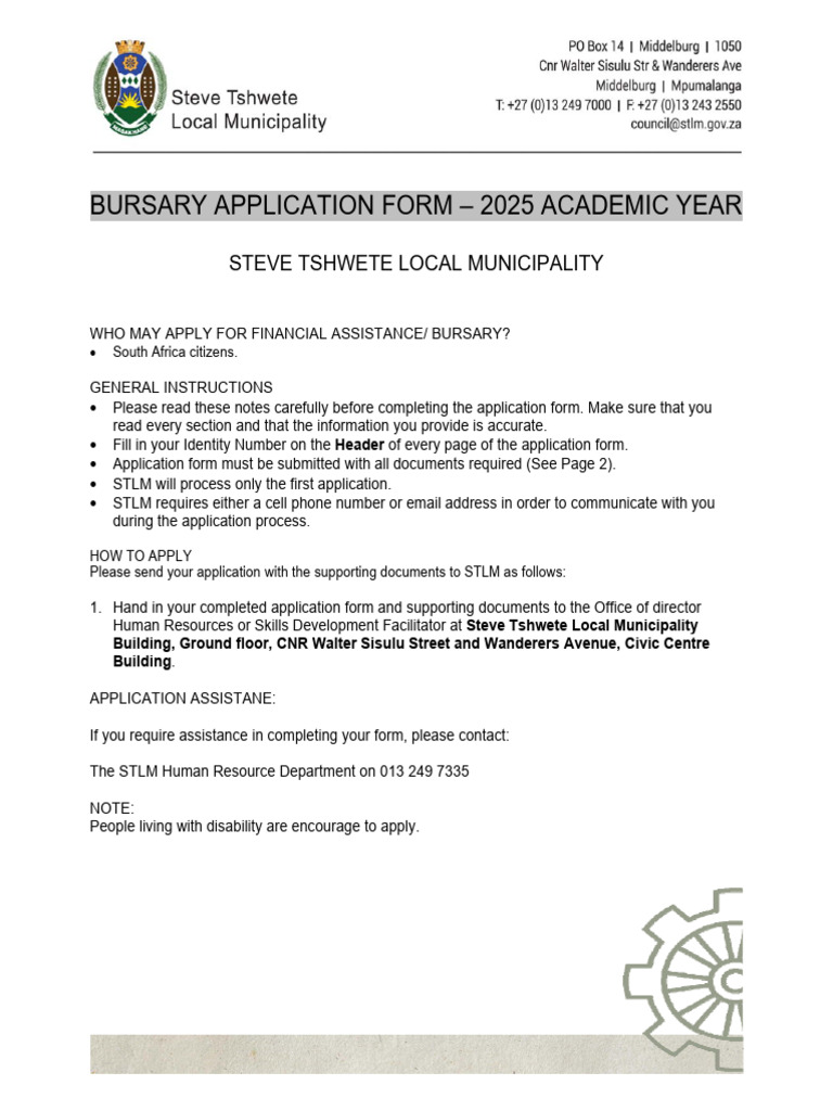 Application Form For Extenal Bursary 2024 | PDF | Pension