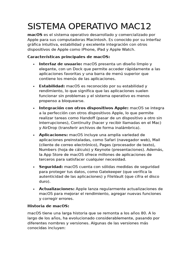 Sistema Operativo Mac12 | PDF | Mac OS | Apple Inc.