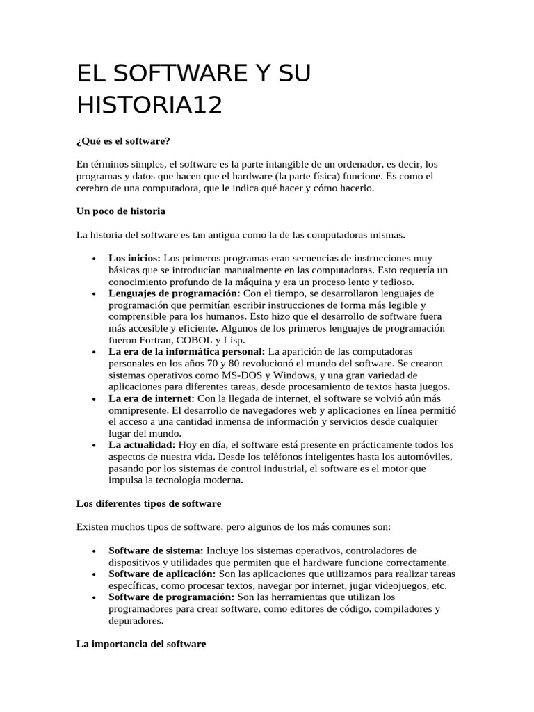 Historia y Evolución del Software | PDF | Software | Software de la ...