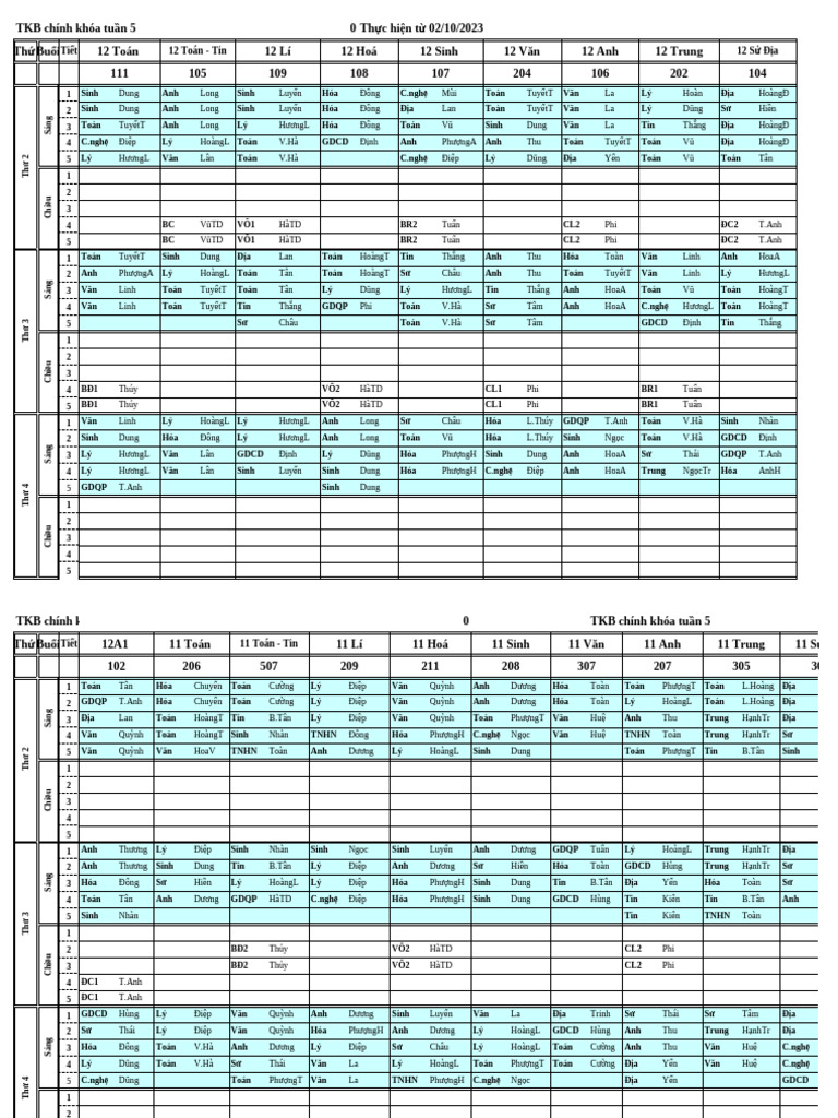 TKB TUẦN 5 - NH 23-24-ĐC | PDF