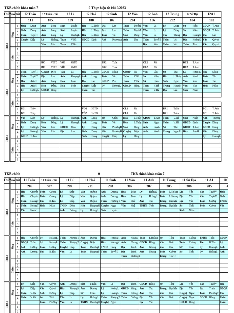 Tkb Tuần 7 - Nh 23-24 | PDF