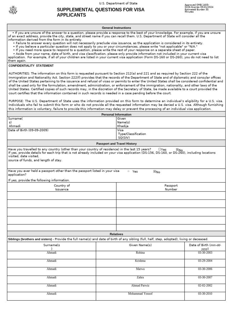 Ds5535 2 Ahmadi Khadija | PDF | Travel Visa | Zip Code