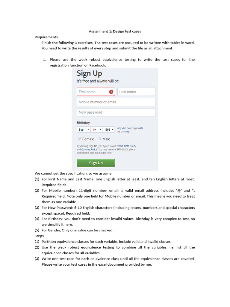 Test Case Design for Facebook Signup | PDF | Computer Programming ...