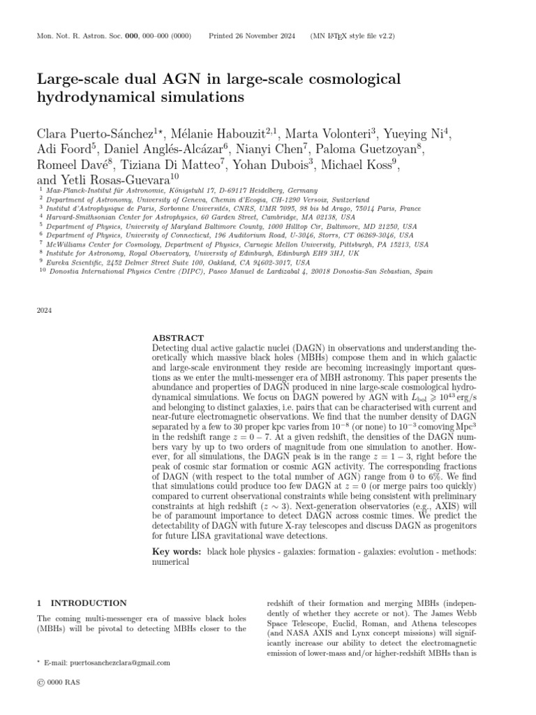 Large Scale Dual Agn In Large Scale Cosmological Hydrodynamical Simulations Pdf Dark Matter