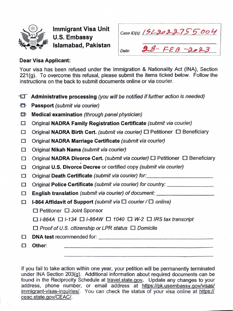 221 (G) Letters | PDF | Travel Visa | Birth Certificate