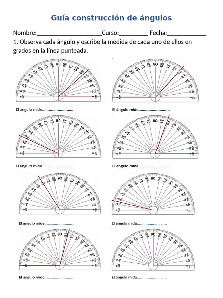 Guía Construcción de Ángulos | PDF