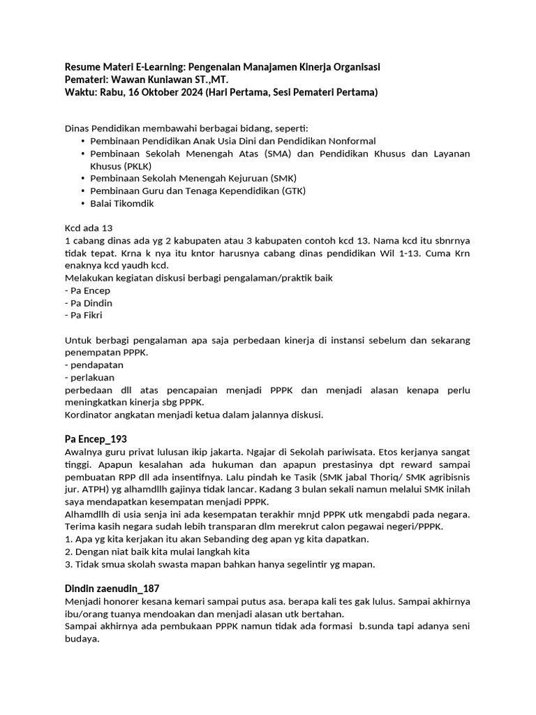 Resume Materi KURNEP Pengenalan Manajemen Kinerja Organisasi | PDF