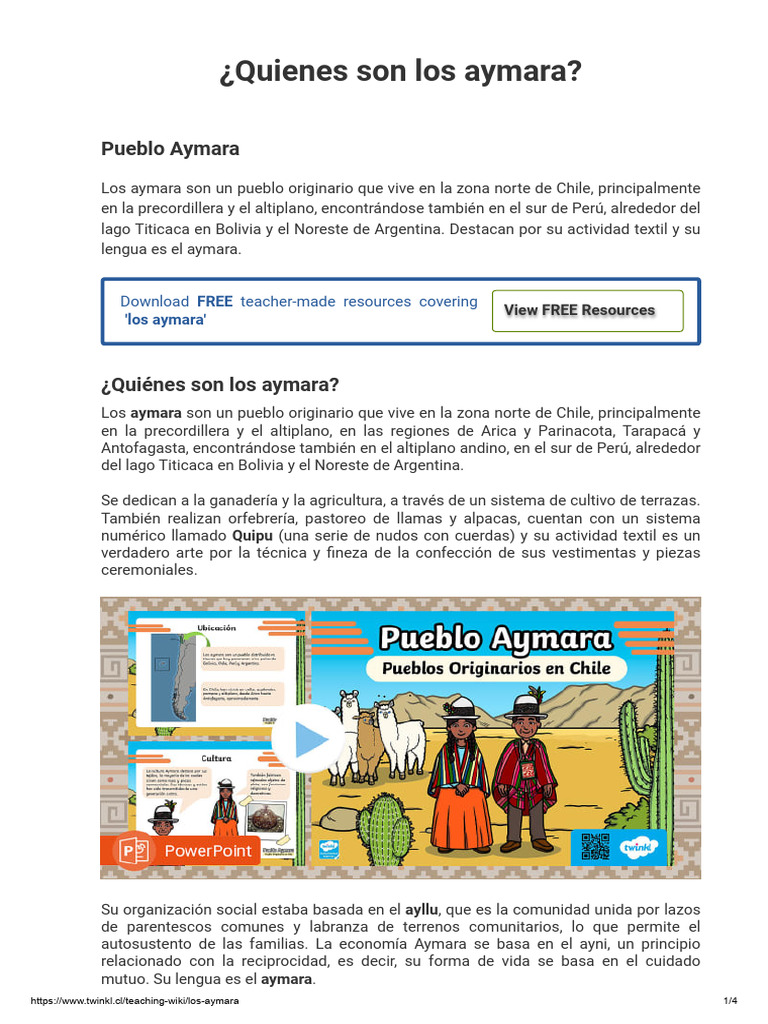 El Pueblo Aymara - Teaching Wiki - Twinkl | PDF | Imperio Inca | Bolivia