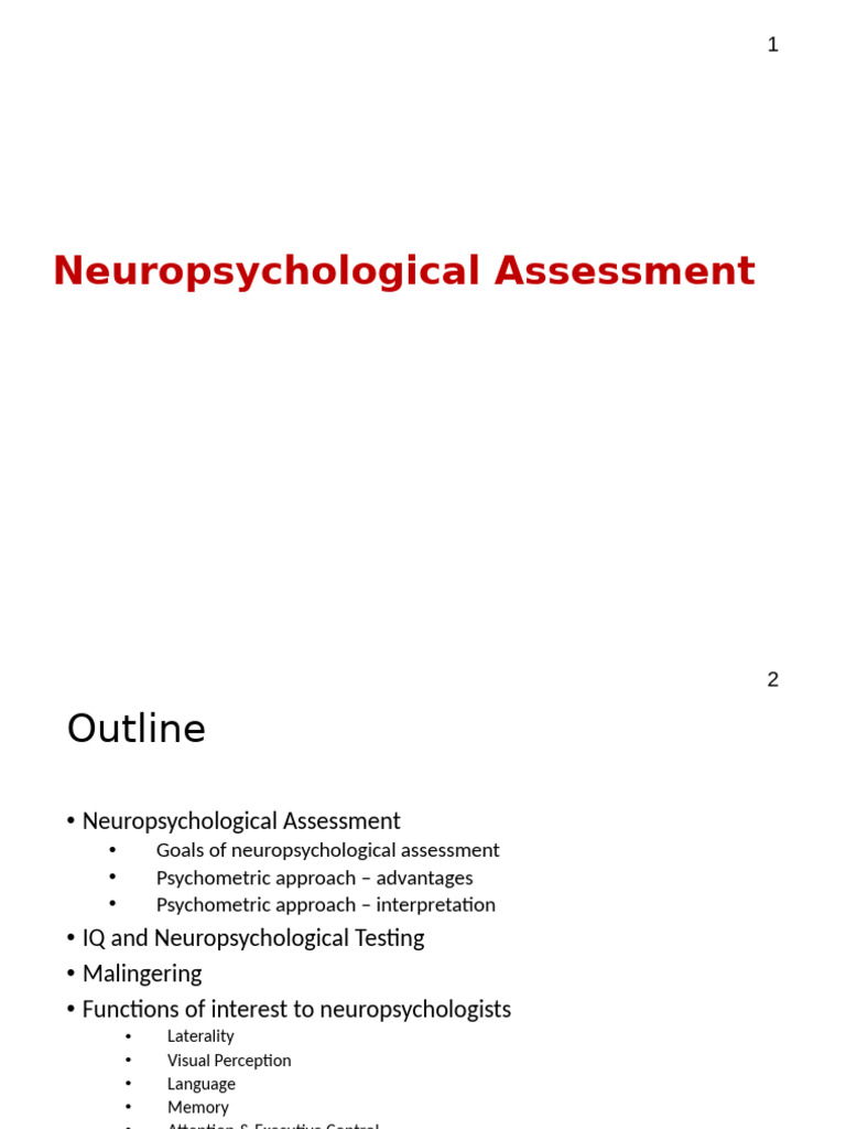 Neuropsychological Assessment Overview | PDF | Neuropsychological ...
