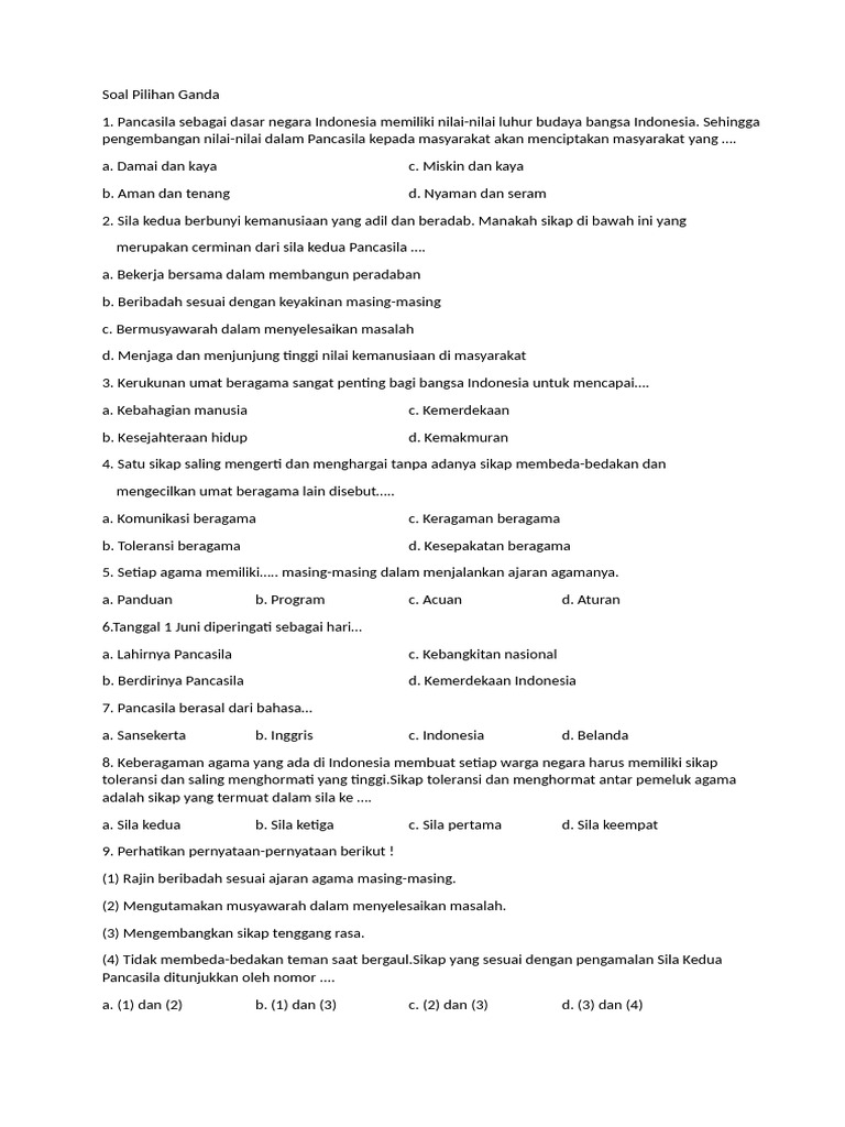 Soal PKN Bab 1 | PDF