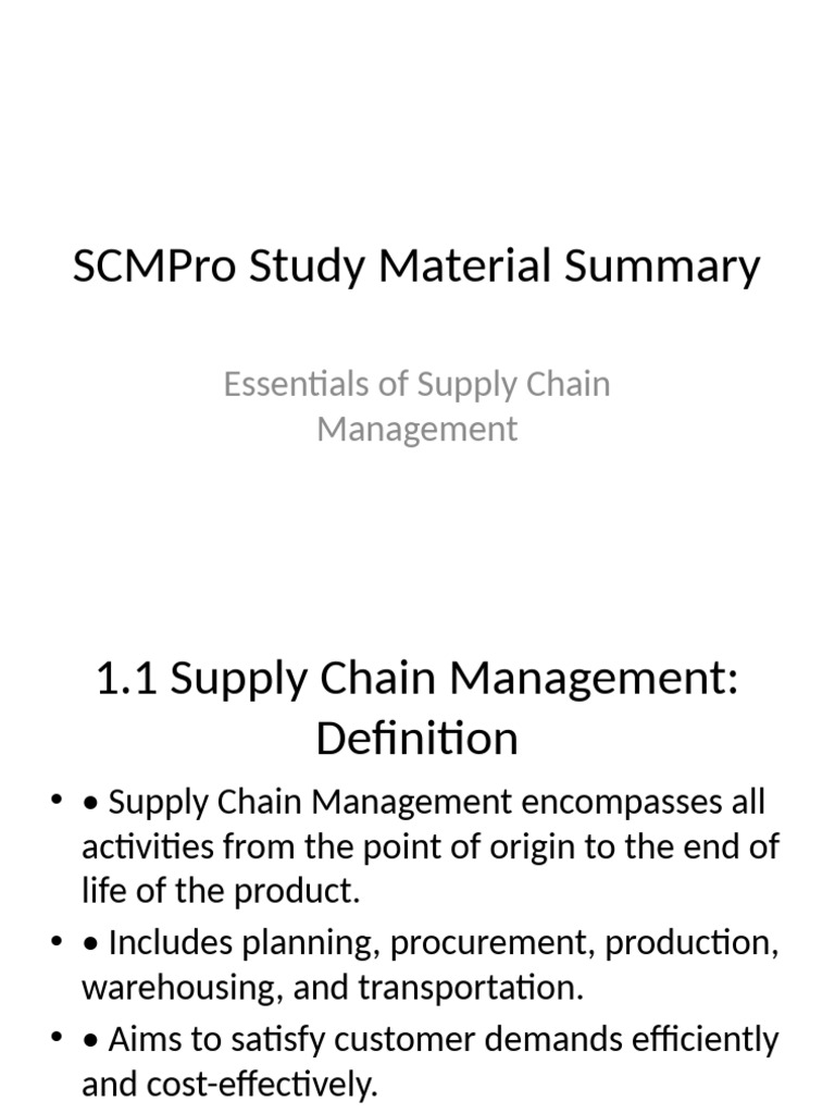 SCMPro Summary Presentation | PDF