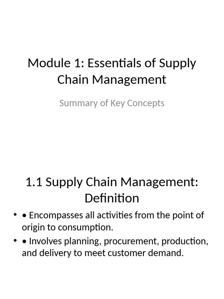 SCMPro Module 1 Summary | PDF