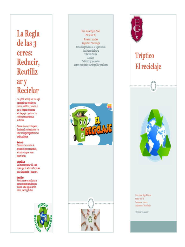 Triptico - El Reciclaje - 014853 | PDF | Reciclaje | Residuos