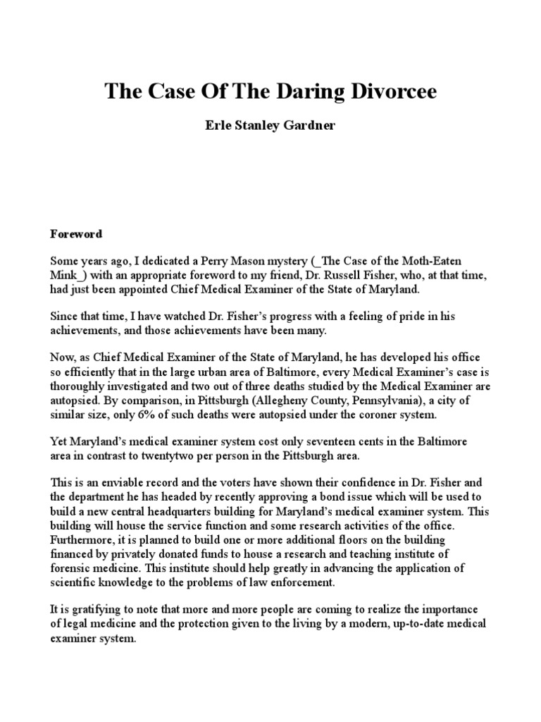 Perry Mason The Case of The Daring Divorcee | PDF | Coroner | Revolver