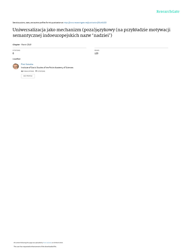 Uniwersalizacja Jako Mechanizm (Poza) J Zykowy (Na Przyk Adzie ...