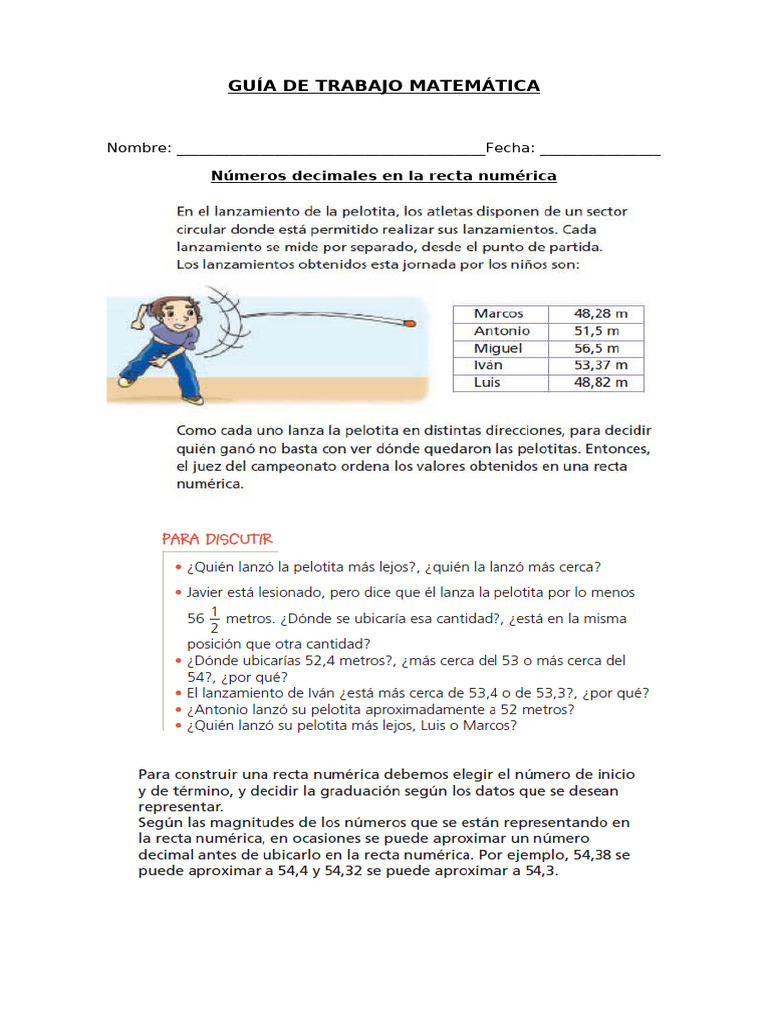Recta Numérica | PDF