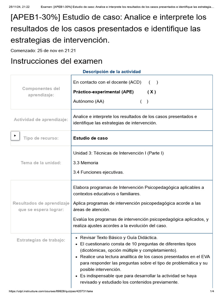 Examen - (APEB1-30%) Estudio de Caso - Analice e Interprete Los Resultados de Los Casos ...