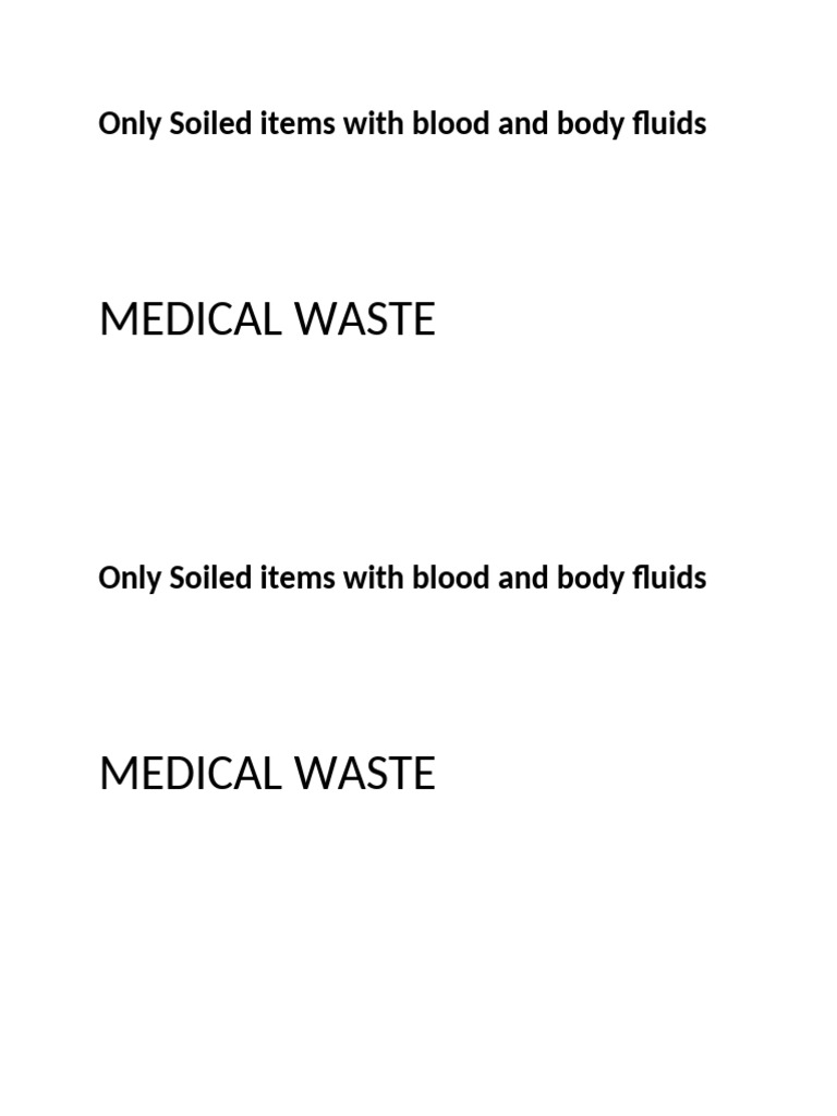 Only Soiled Items With Blood and Body Fluids | PDF