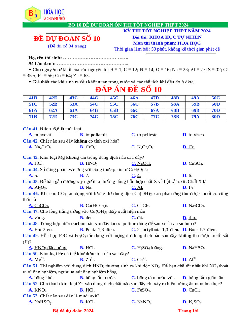 de Du Doan So 10. TTB Dap An | PDF