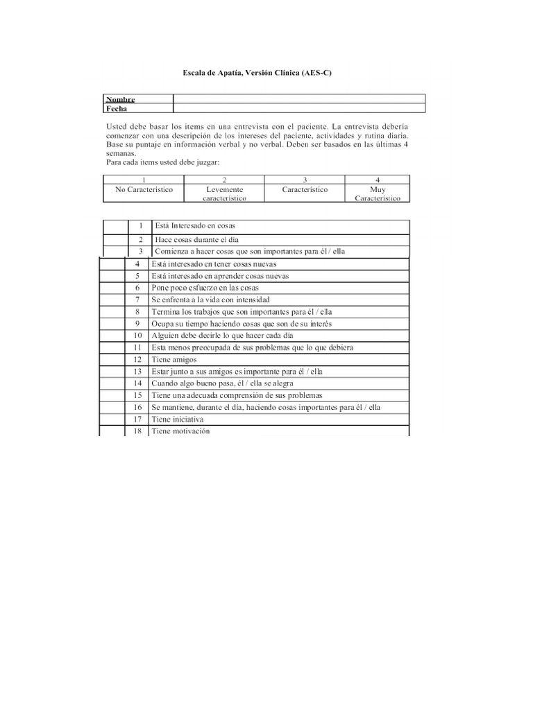 Escala Apatia Version Clinica | PDF