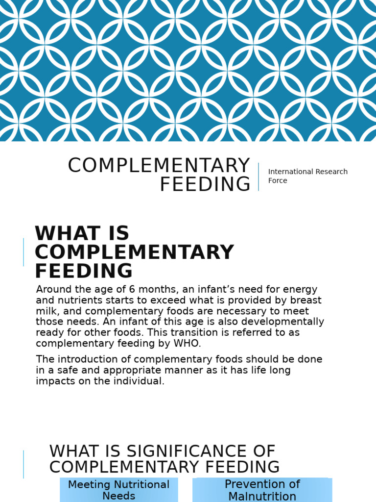 Complementary Feeding V2 | PDF | Malnutrition | Foods