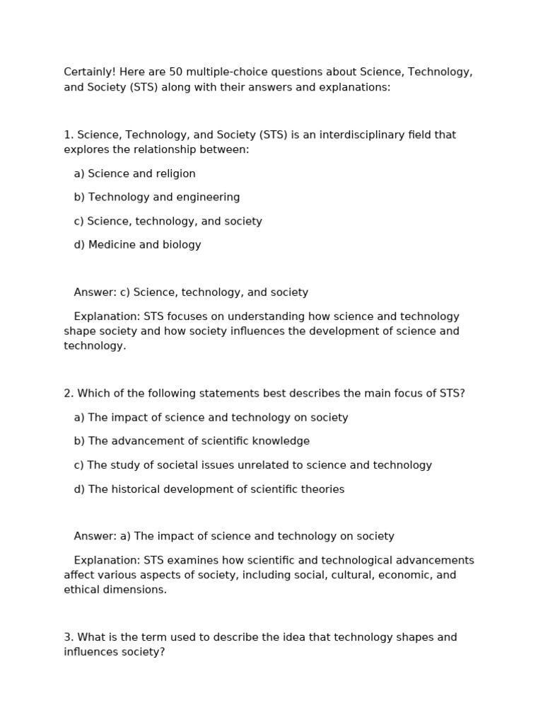 STS Review Woth Answer and Explanation | PDF | Science | Internet Of Things