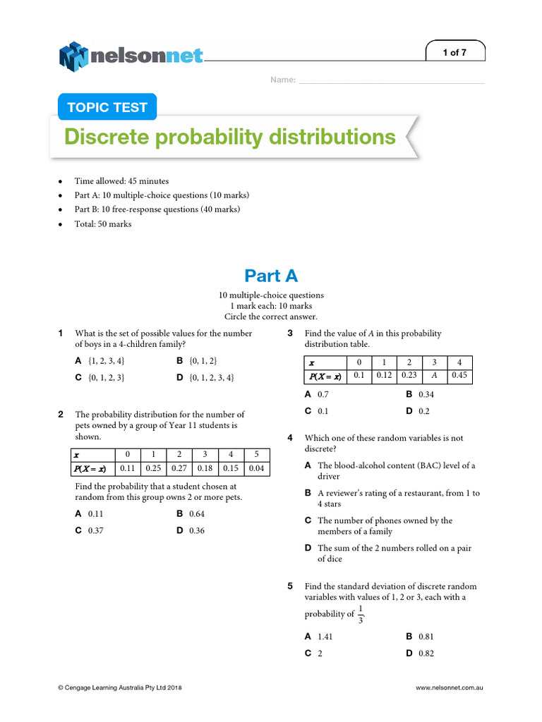 12 - Discrete Probability Distributions | PDF | Probability Distribution | Variance