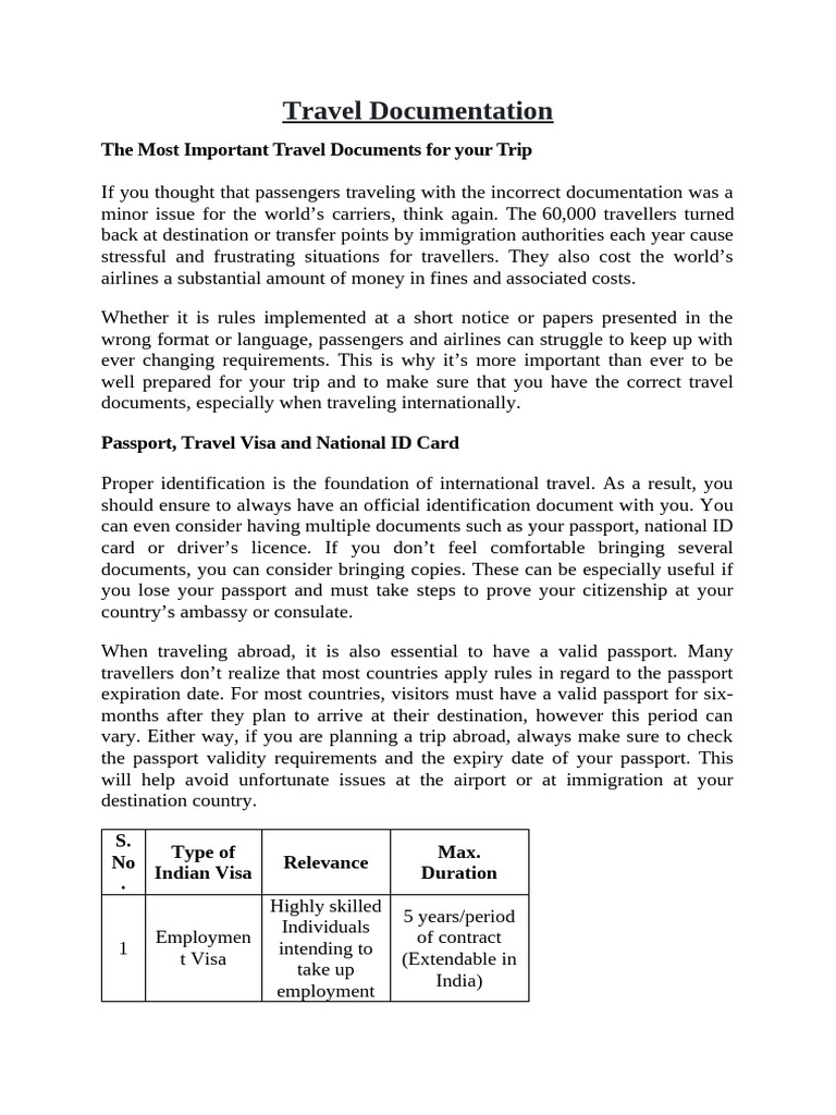 Travel Documentation | PDF | Identity Document | Travel Visa