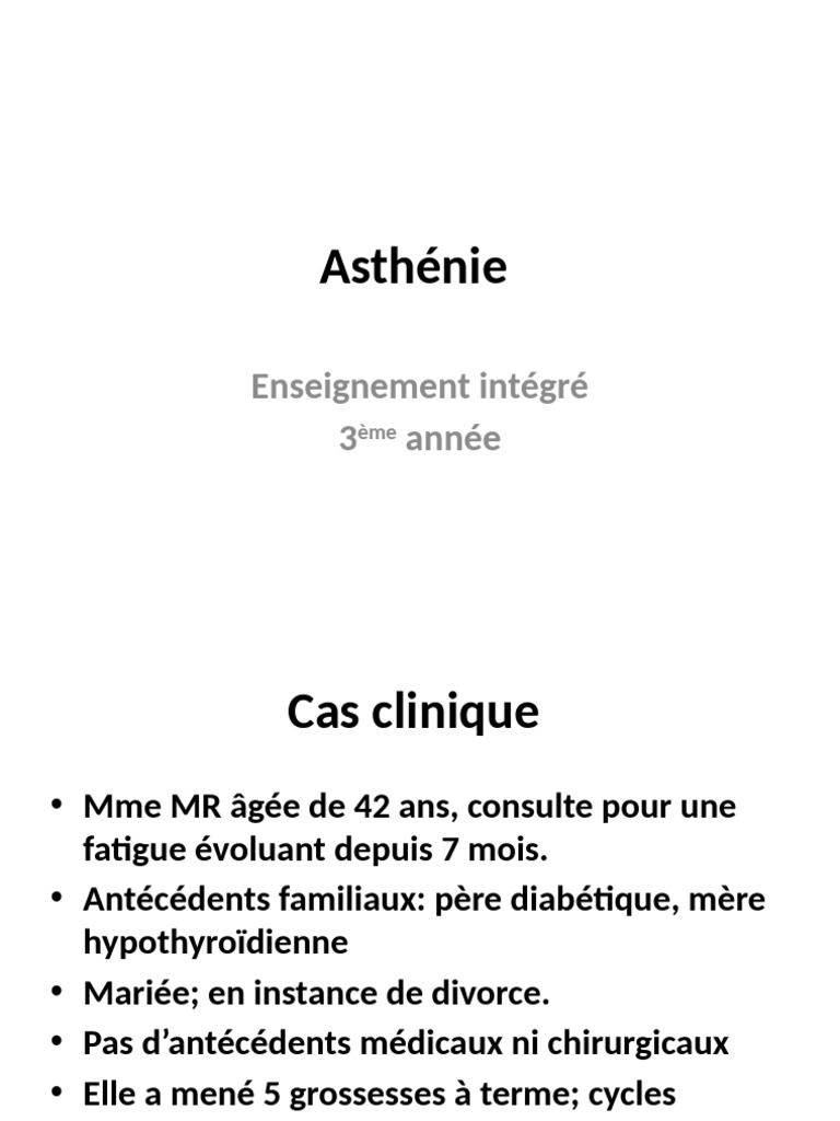 Asthénie | PDF | Trouble mental | Dépression (psychiatrie)