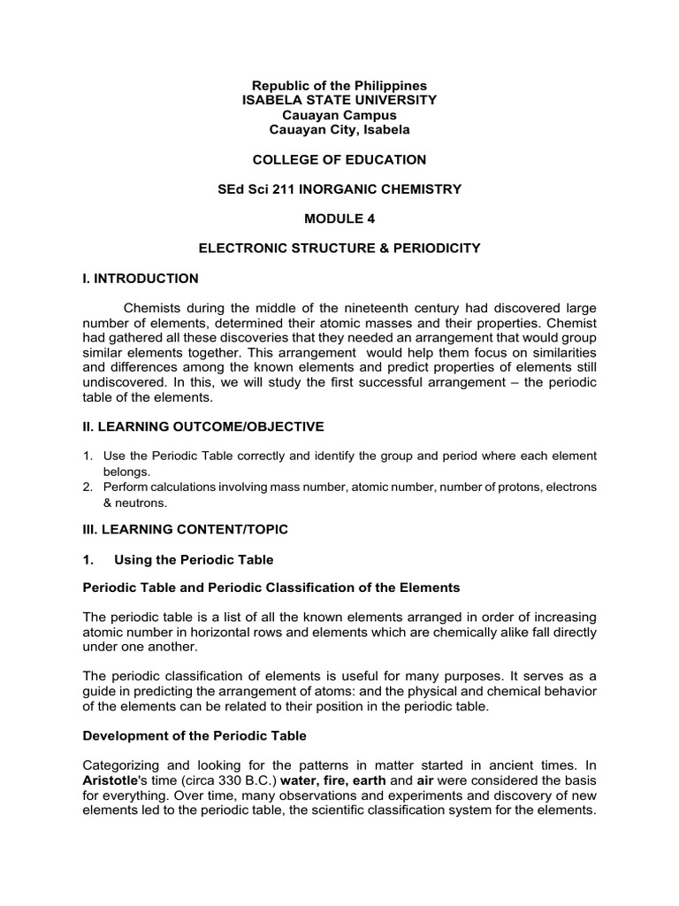 Electronic Structure and Periodicity | PDF | Electron Configuration ...