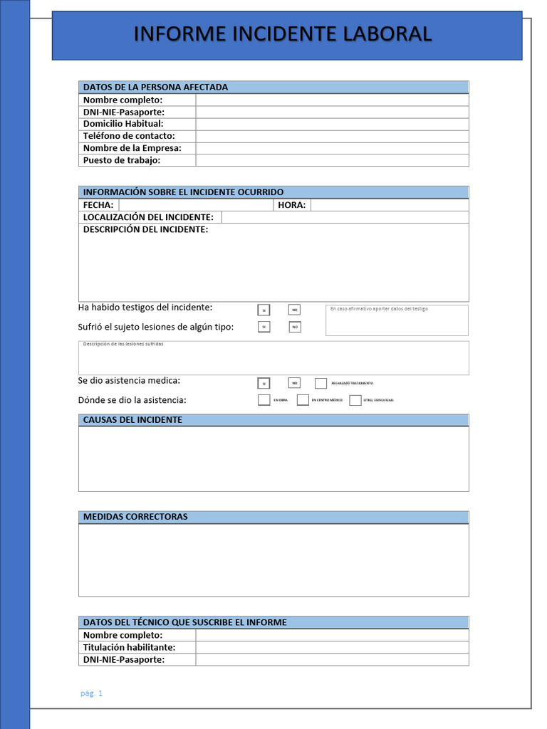 Informe de Incidente Laboral Detallado | PDF