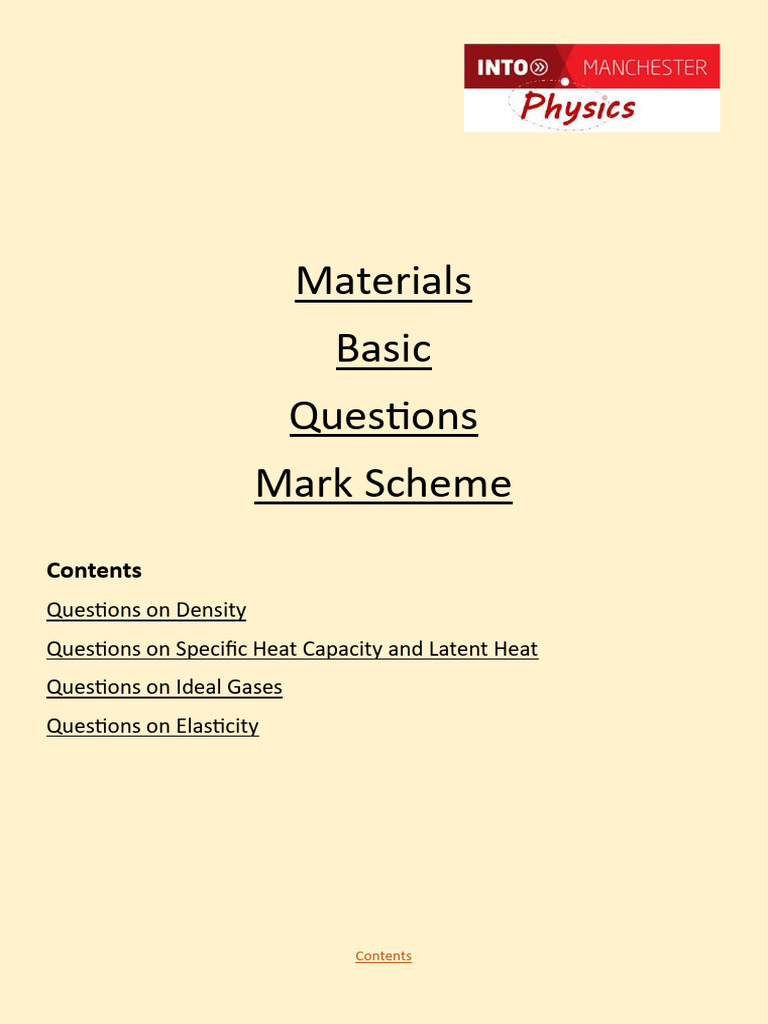Basic Materials Questions MS | PDF | Gases | Density