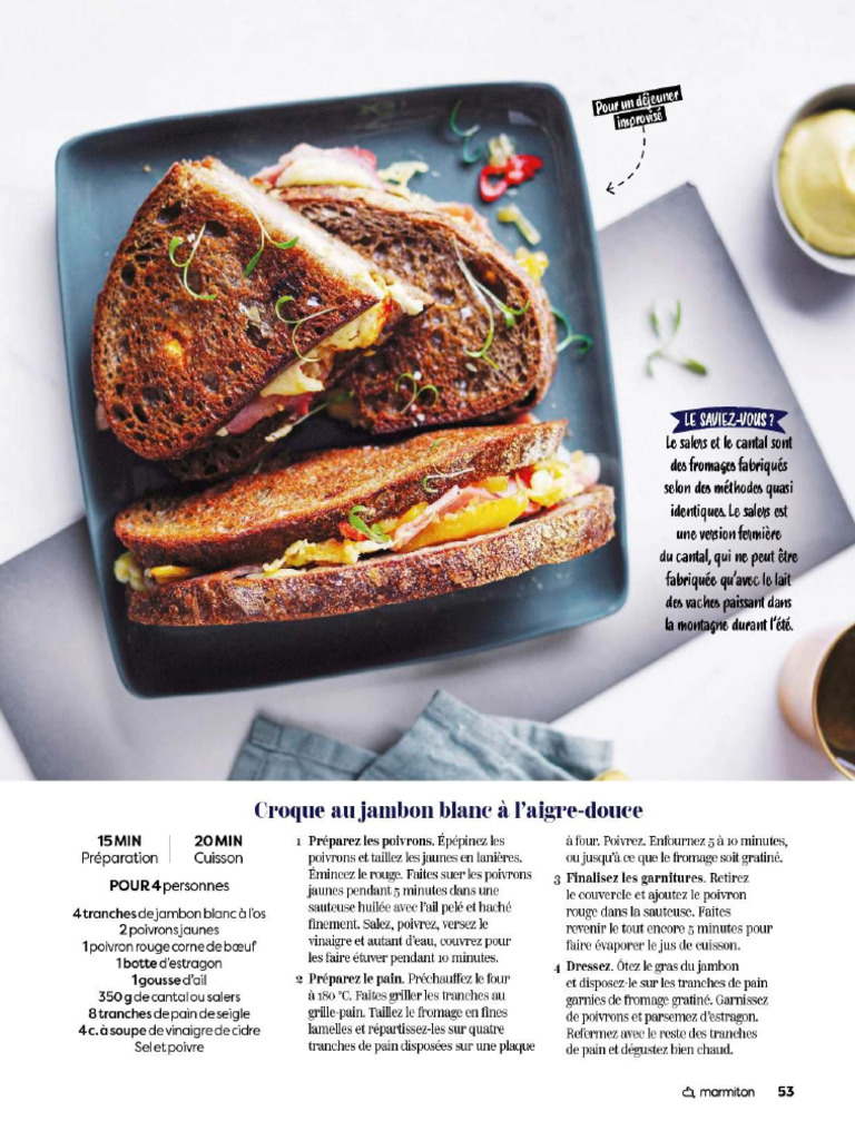 Croque Jambon Blanc Aigre Douce | PDF