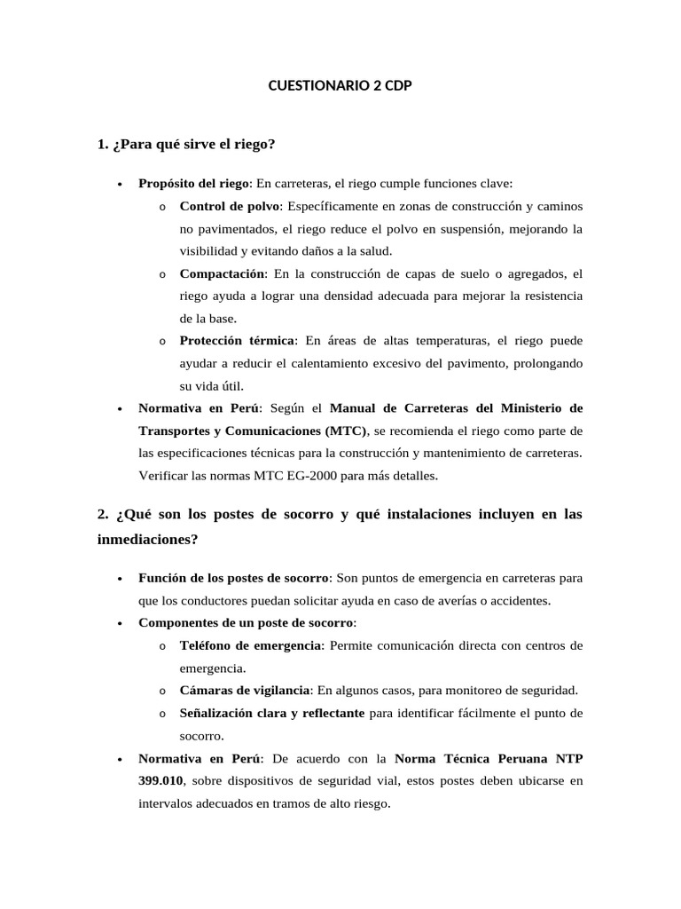 Cuestionario 2 CDP | PDF | La carretera | Neumático