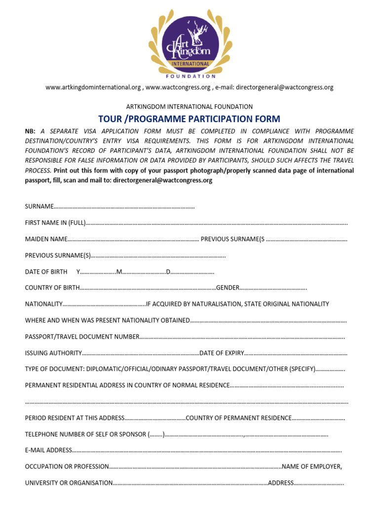Aif Tourists Form | PDF | International Law | Government And Personhood