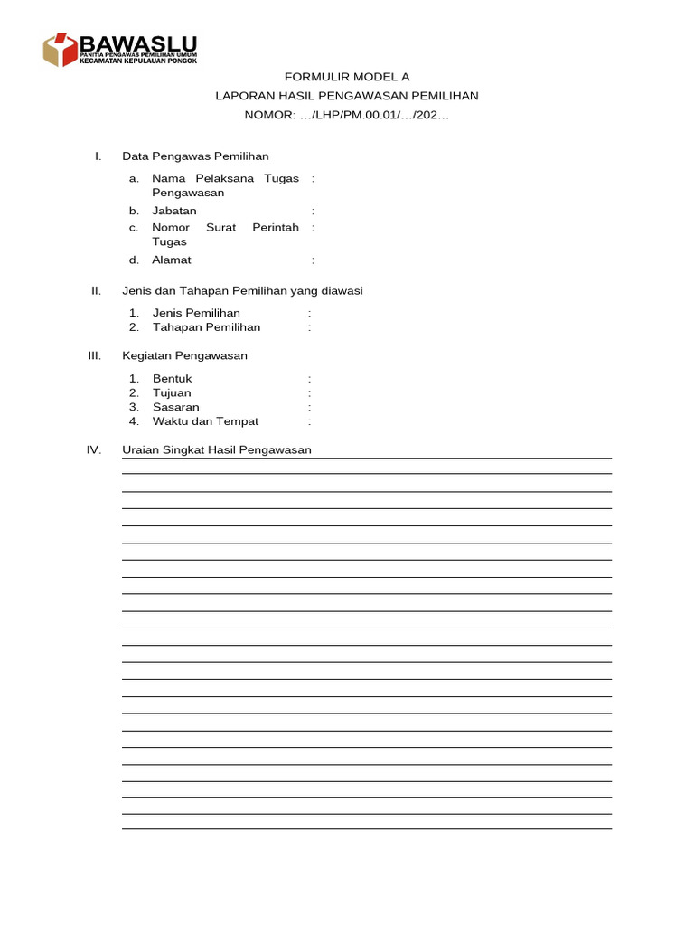 Form A LHP Terbaru 2024 (2) PTPS | PDF