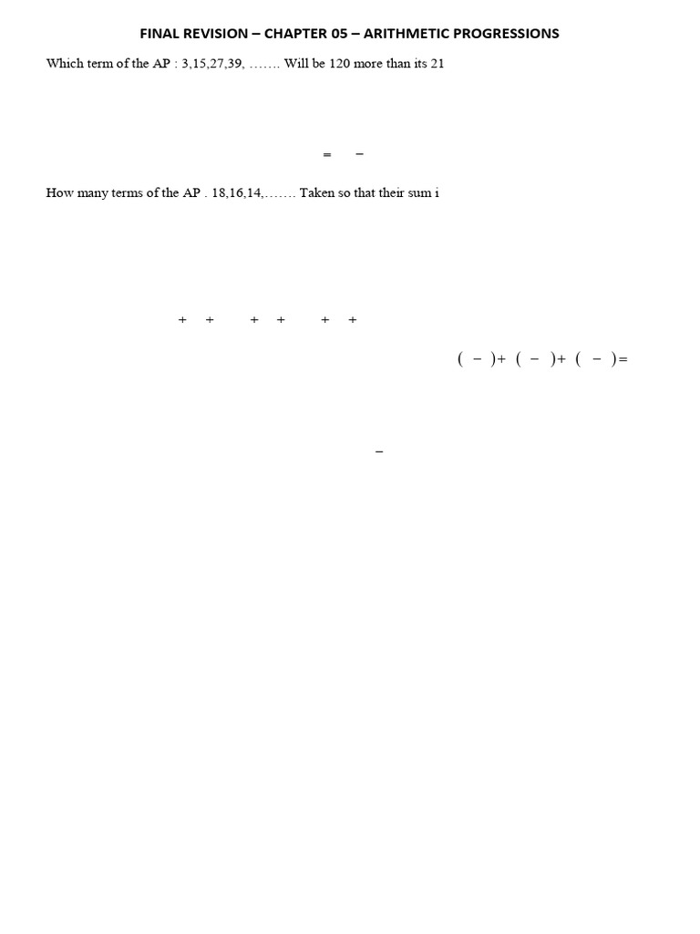 Chapter 5 - Arithmetic Progressions | PDF | Mathematics | Arithmetic