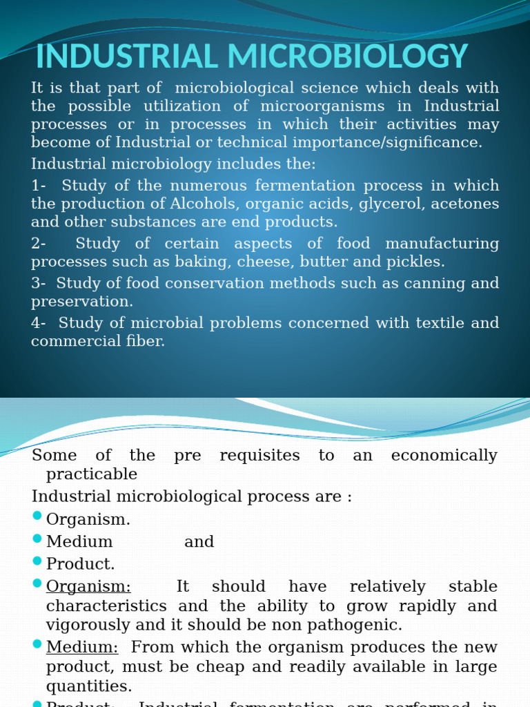 Industrial Microbiology | PDF | Fermentation | Growth Medium